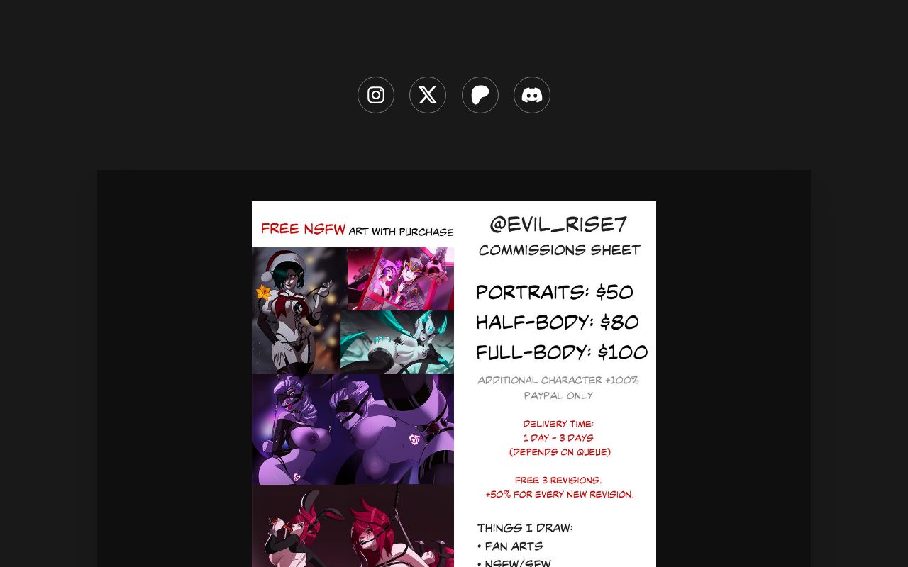 evil_rise7 Commissions